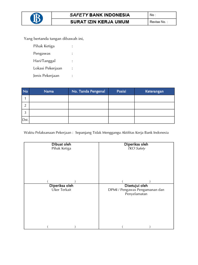 Form Izin Kerja Umum | PDF