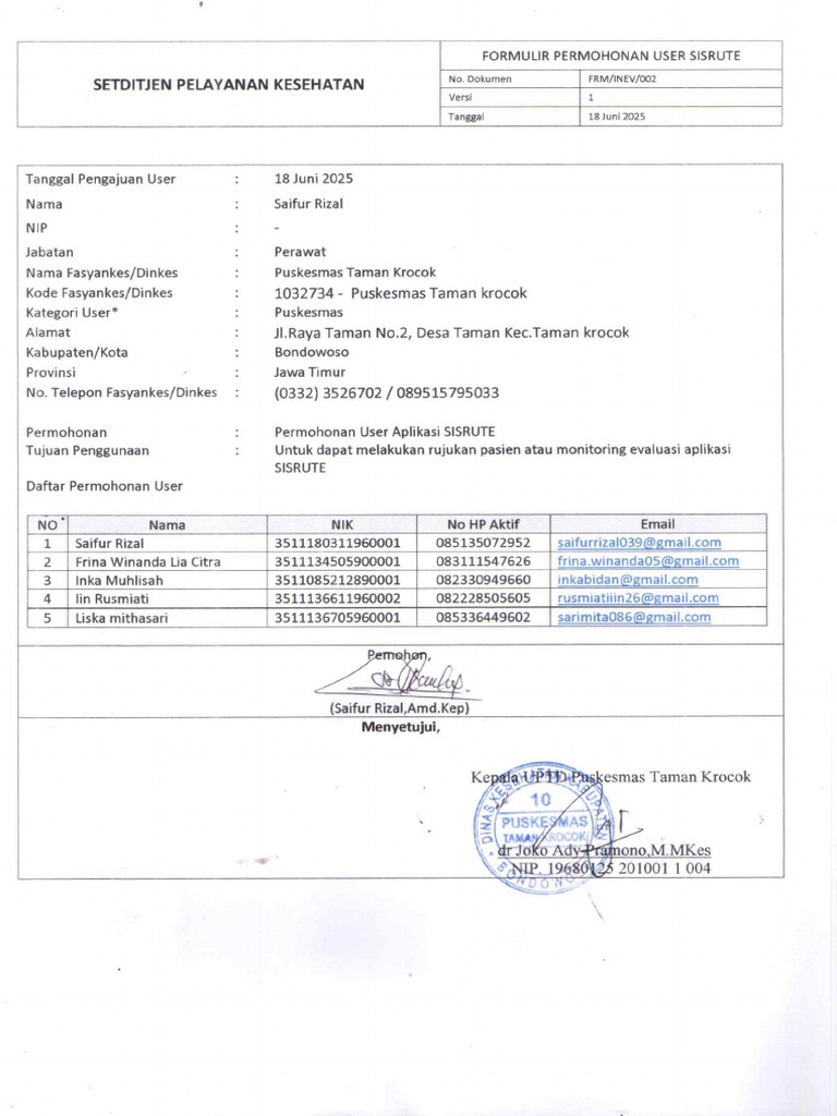 Permohonan Sisrute20250618 - 13300302 | PDF