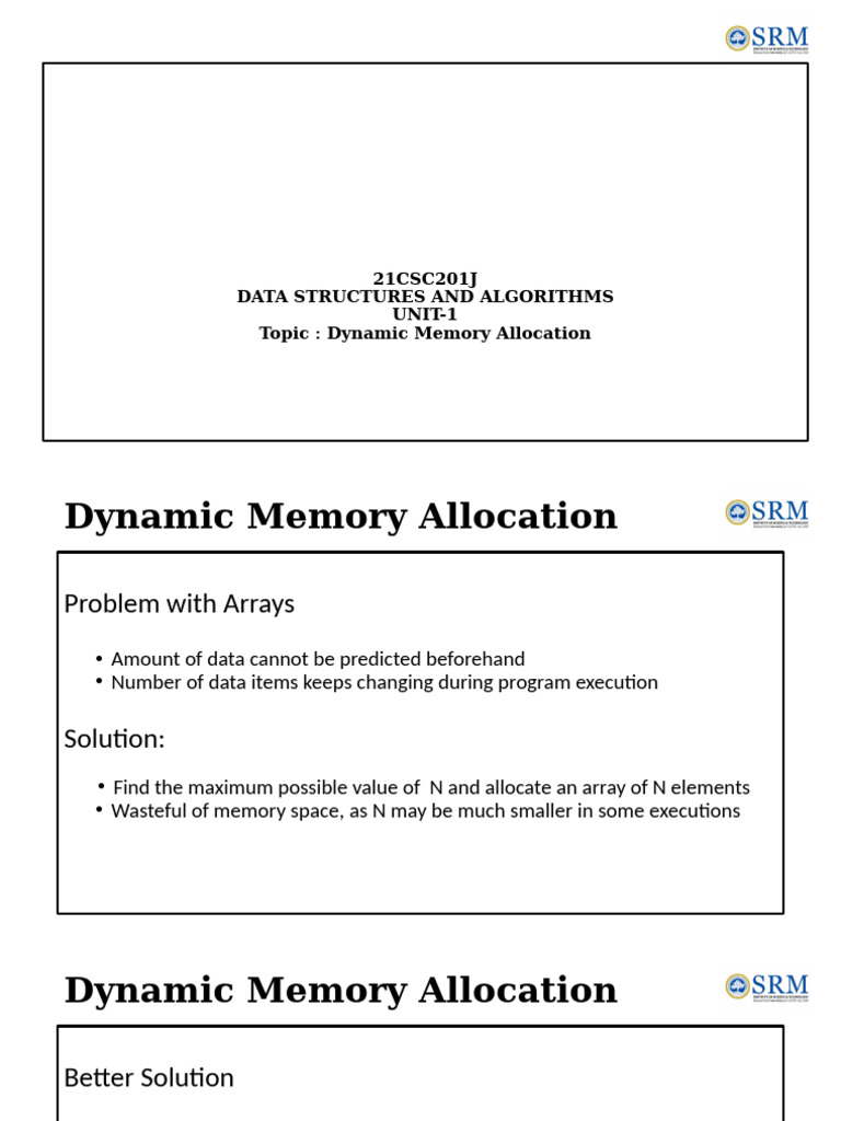 Unit 1 Dynamic Memory Allocation | PDF | Pointer (Computer Programming ...