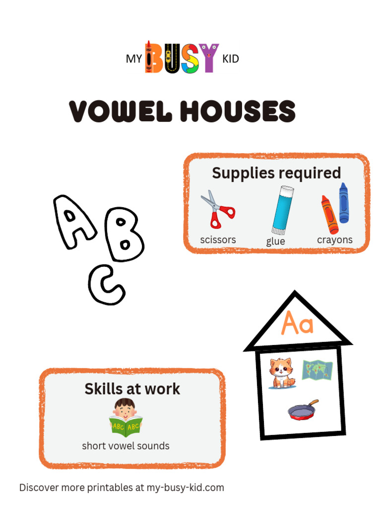 Vowel House Activity for Kids | PDF
