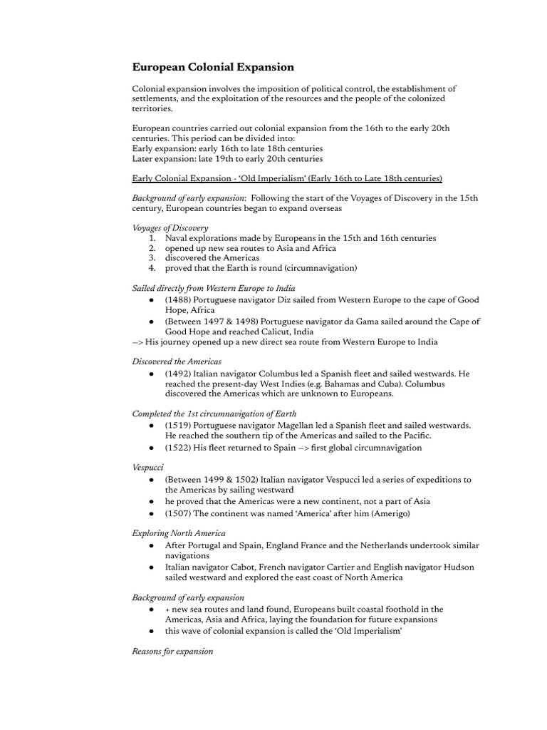 European Colonial Expansion | PDF | Age Of Discovery | Atlantic Slave Trade