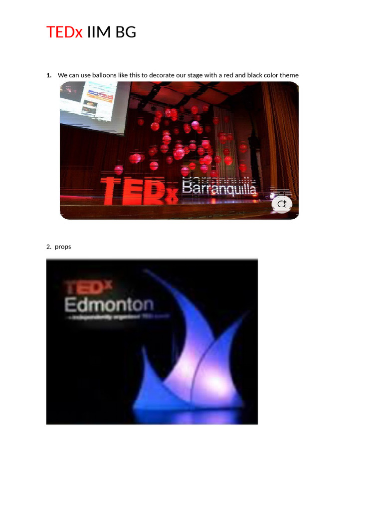 TEDx IIM BG Stage Design Ideas | PDF