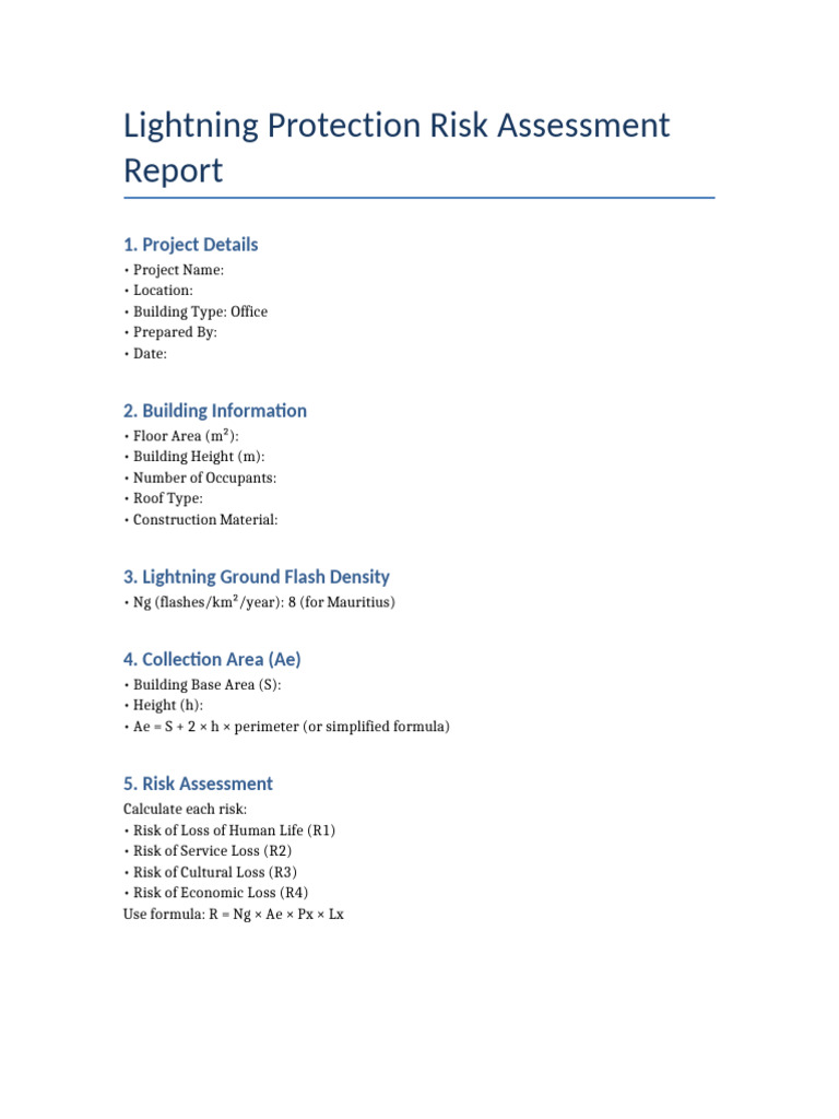 Lightning Risk Assessment Template | PDF