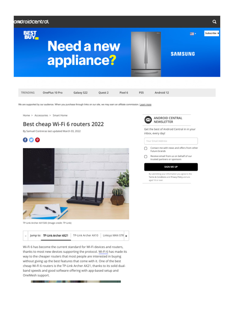 Best Cheap Wi-Fi 6 Routers 2022 - Android Central | PDF | Wi Fi | Computing