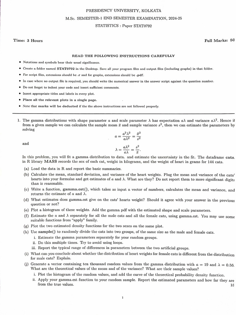 STAT0792 Endsem 2024-25 | PDF