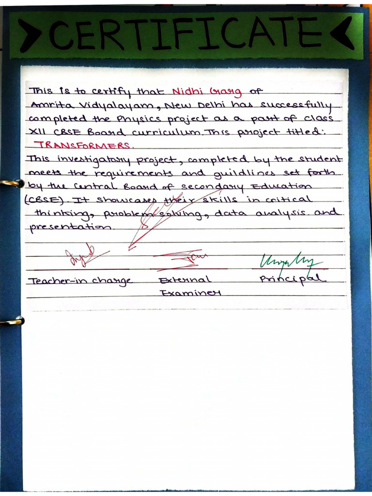 Certificate & Acknowledgement Sample For Project Report | PDF