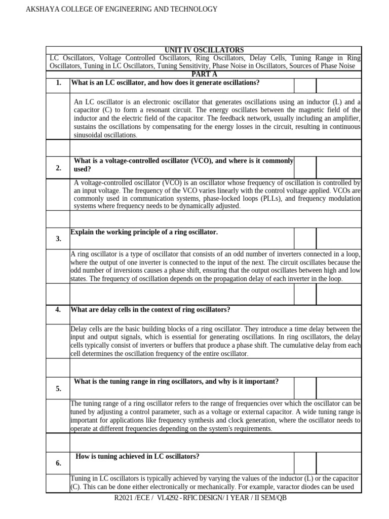 Final Rfic Desi QB Unit 4 | PDF | Electronic Oscillator | Computer Engineering