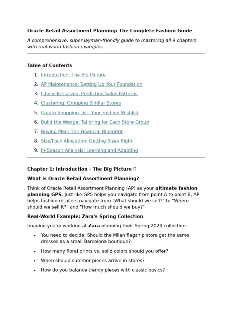 Oracle Retail Assortment Planning Simplified | PDF | Jeans | Inventory