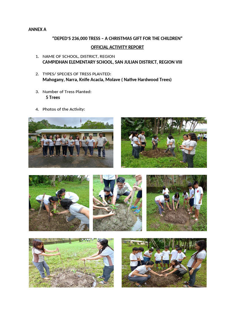 DepEd's Tree Planting at Campidhan School | PDF