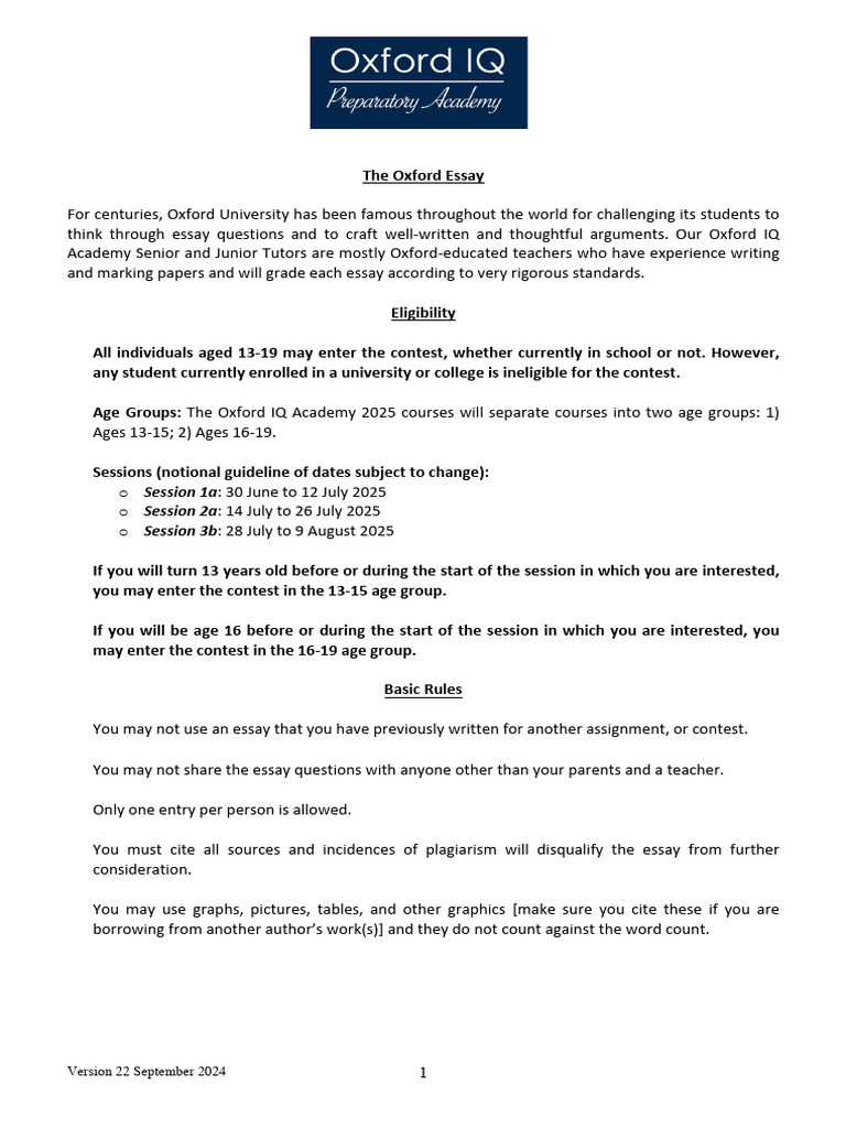 Oxford IQ Essay Competition 2025 | PDF | Essays | Archaeology