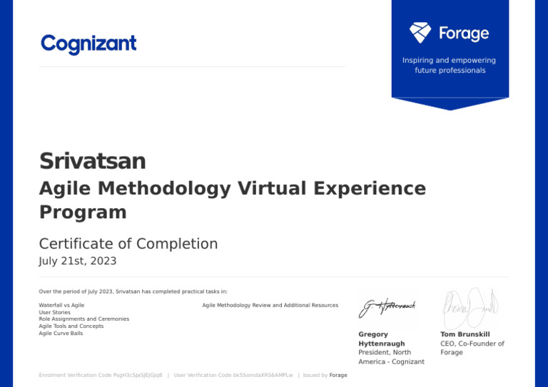 Cognizant Agile Certification From Forage | PDF