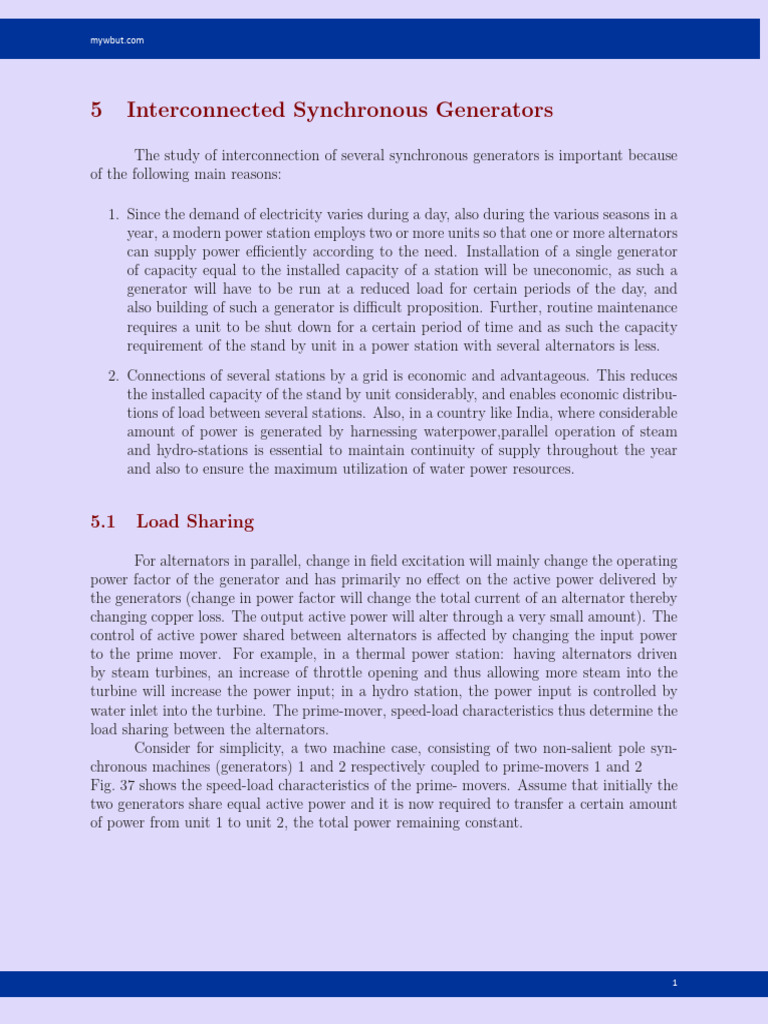 Interconnected Synchronous Generators | PDF | Electric Generator | Electric Motor