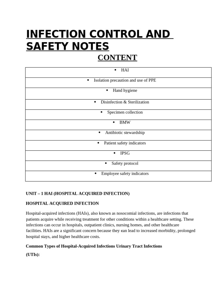 Infection Control Including Safety - Full Notes - Bin | PDF ...