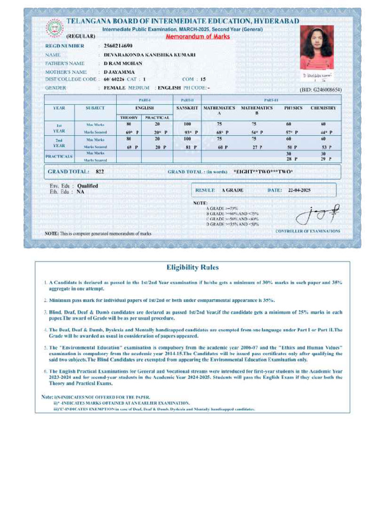 Marks Memo | PDF