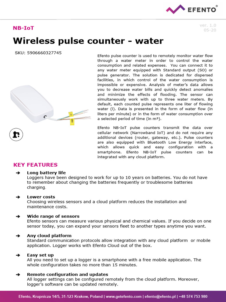 NB IoT - Licznik Impulsow Woda | PDF | Internet Of Things | Sensor