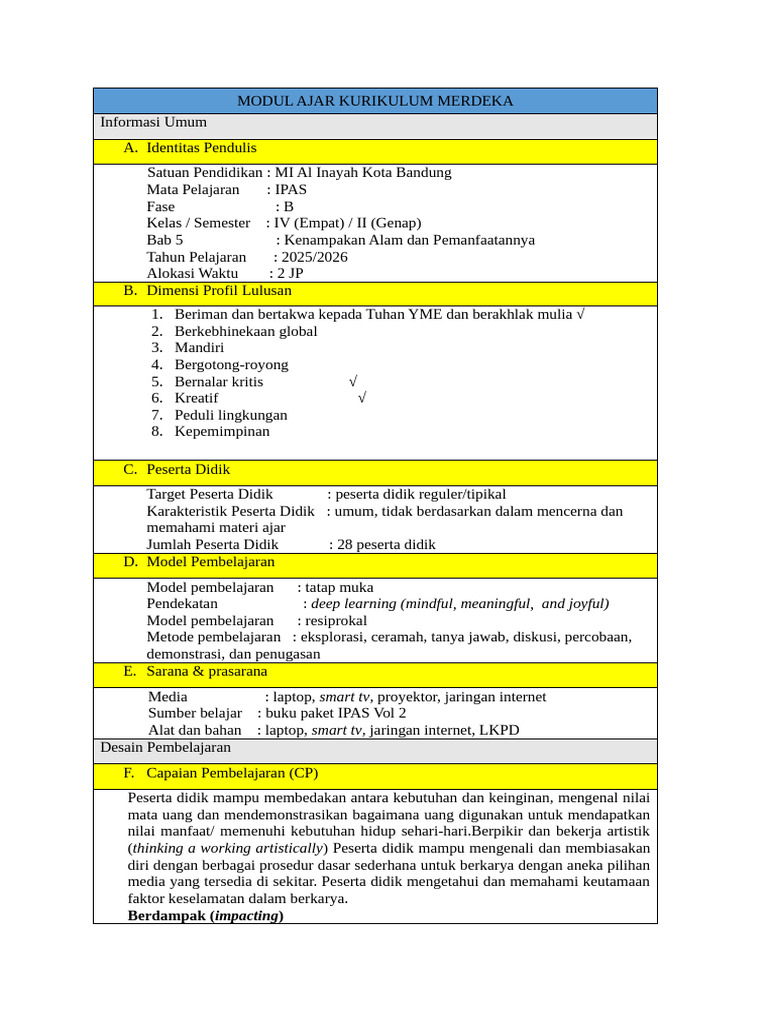 Modul Ajar Kurikulum Merdeka | PDF