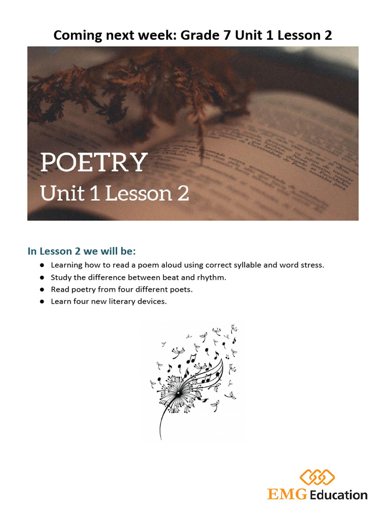 Coming Next - Grade 7 Unit 1 Lesson 2 | PDF