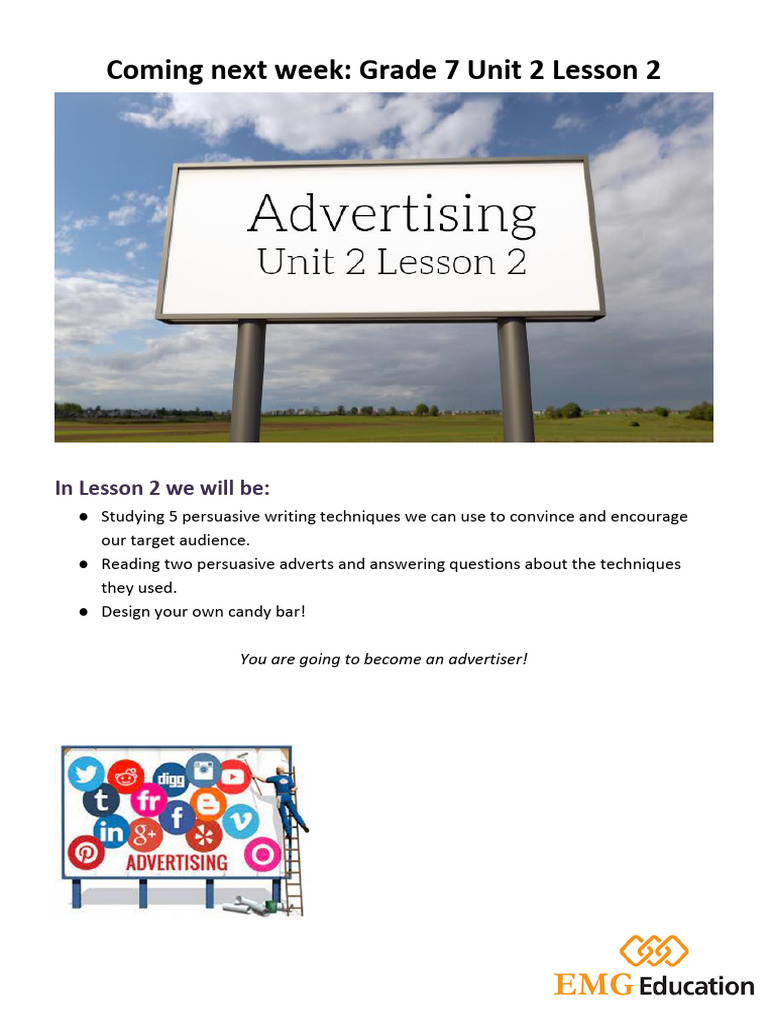 Coming Next - Grade 7 Unit 2 Lesson 2 | PDF