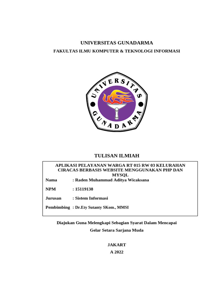 Universitas Gunadarma: DR - Ety Sutanty Skom., Mmsi | PDF