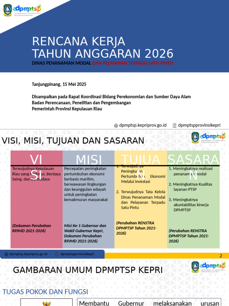 Rencana Kerja DPMPTSP 2026 | PDF