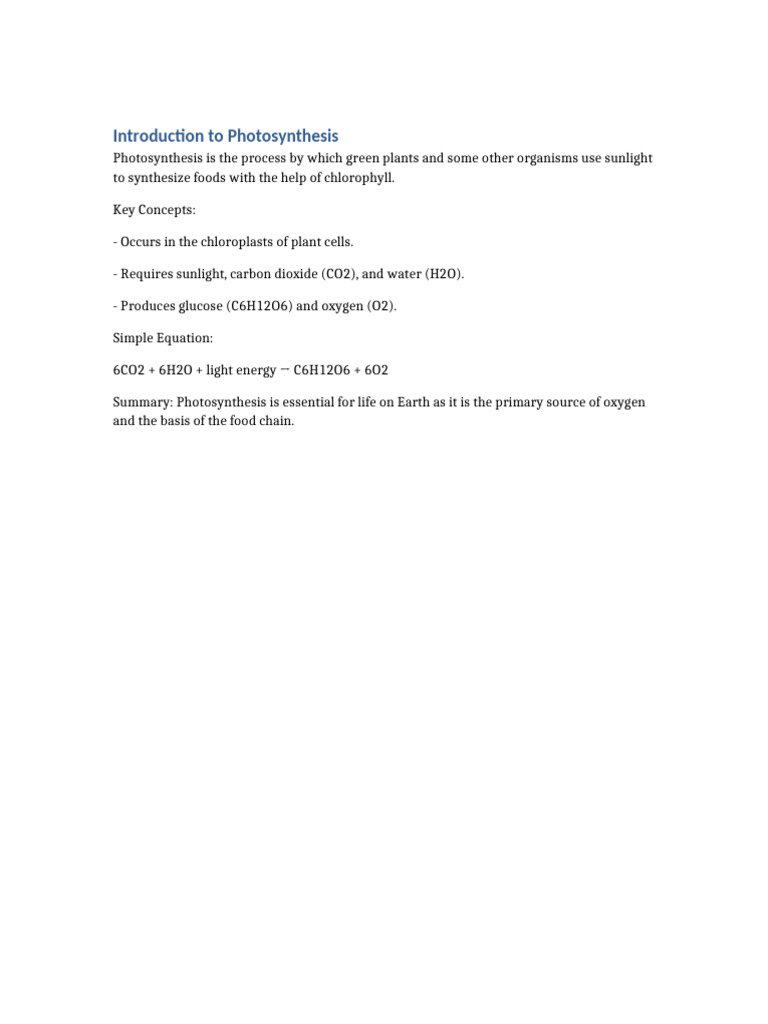 Introduction To Photosynthesis | PDF