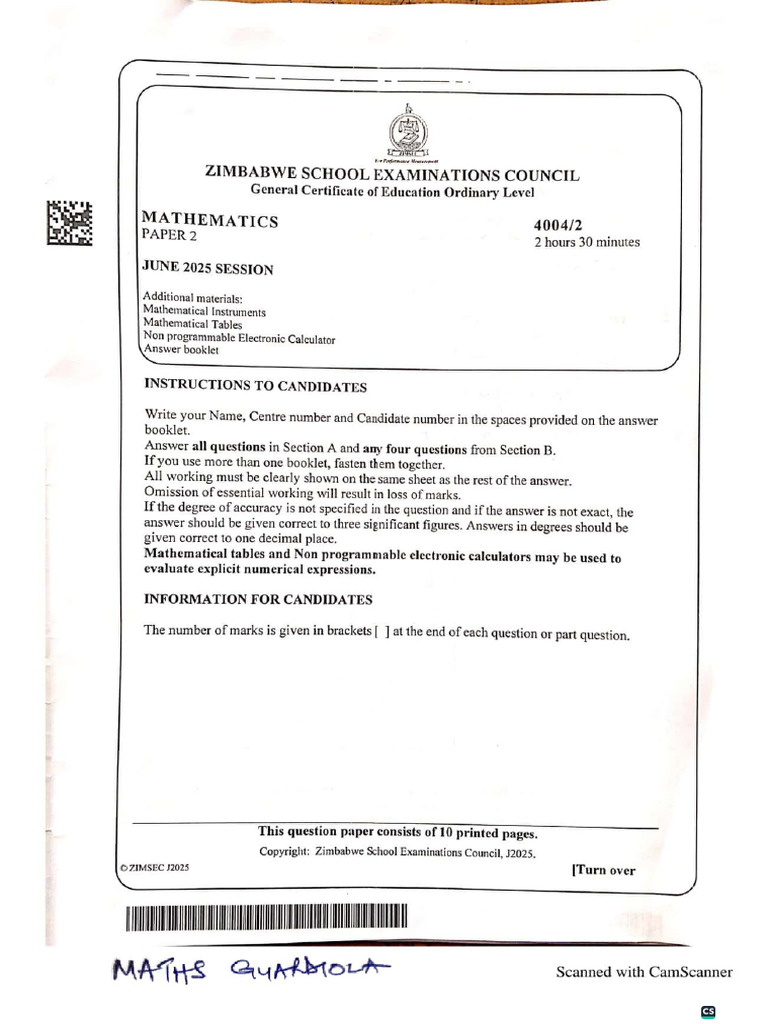 O Level Maths June 2025 Paper 2 | PDF