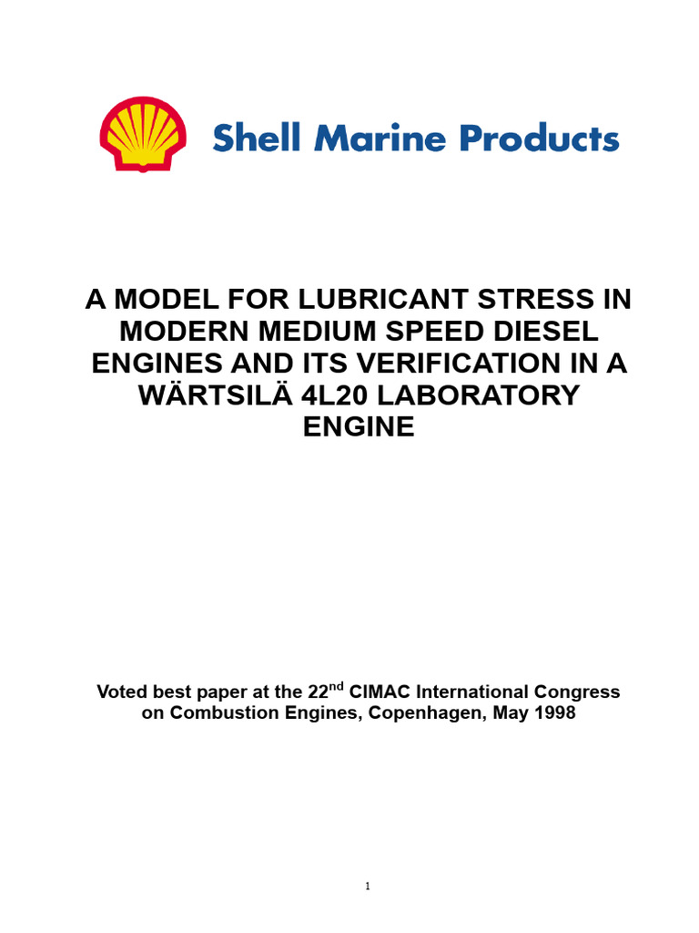 A Model For Lubricant Stress in Modern Medium Speed Diesel Engines and ...