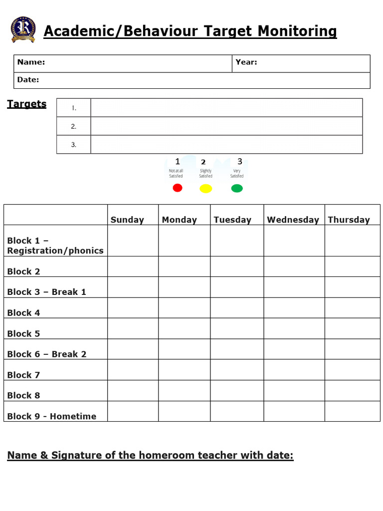 Behaviour Academic Target Monitoring | PDF