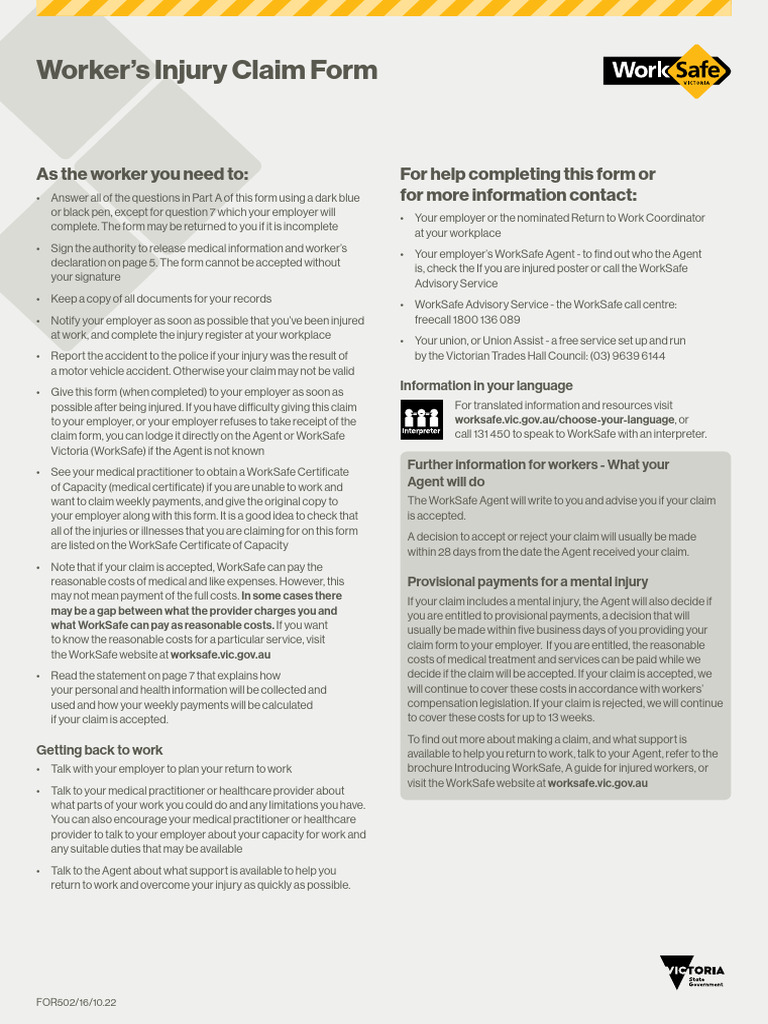 ISBN Workers Injury Claim Form 2022 111 | PDF | Employment | Overtime