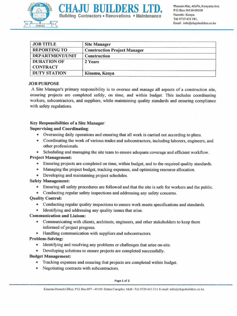 Site Manager | PDF
