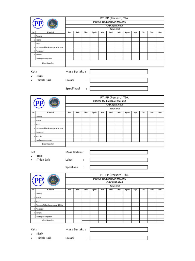 Checklist APAR Pamal | PDF