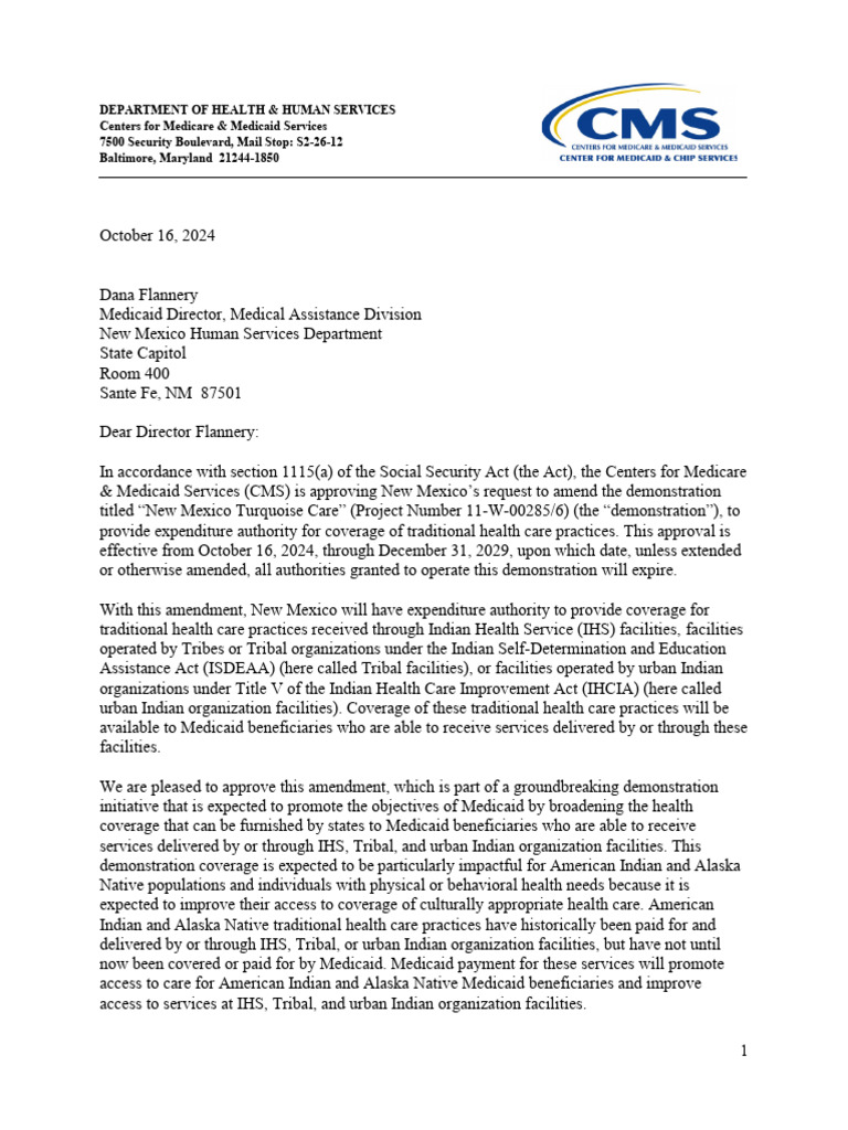 NM Turquoise Care DMNSTRTN Aprvl 10162024 0 | PDF | Medicaid | Health Care