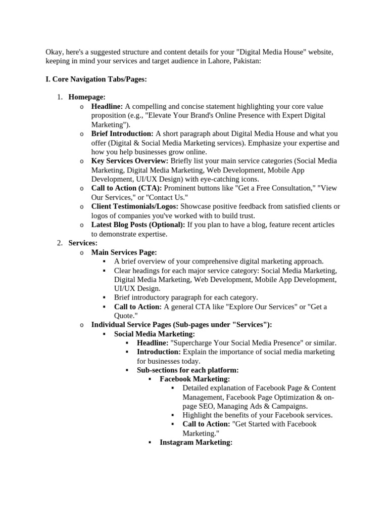Digital Media House Website Structure | PDF | Social Media Marketing ...