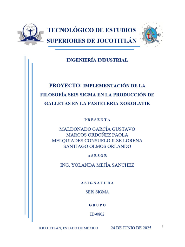 Proyecto Seis Sigma U5 | PDF | Six Sigma | Calidad (comercial)