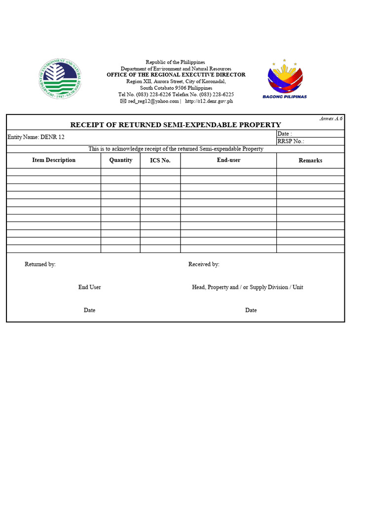 Annex A.6-Receipt of Returned Semi-Expendable Property | PDF