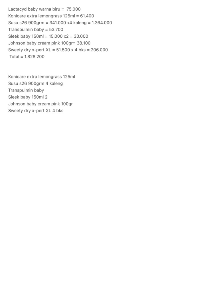 Lactacyd Baby Warna Biru 75.000 | PDF