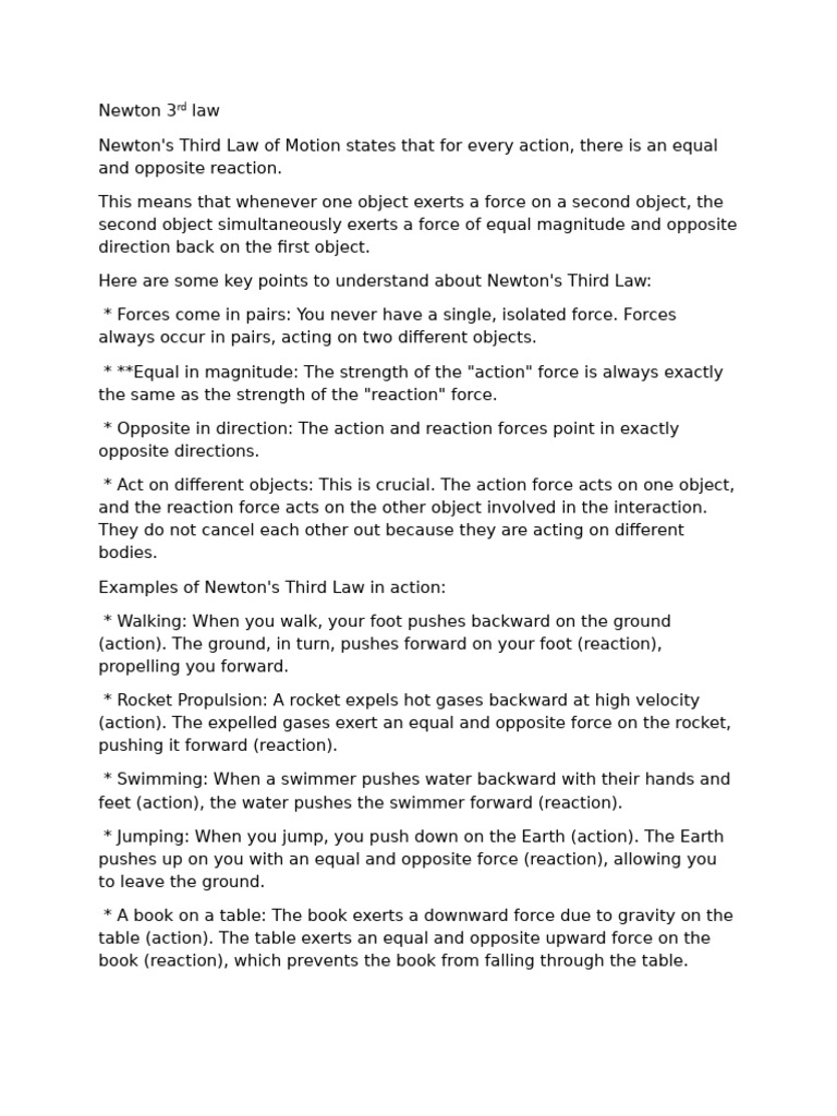 Newton 3rd Law and Law of Motion | PDF