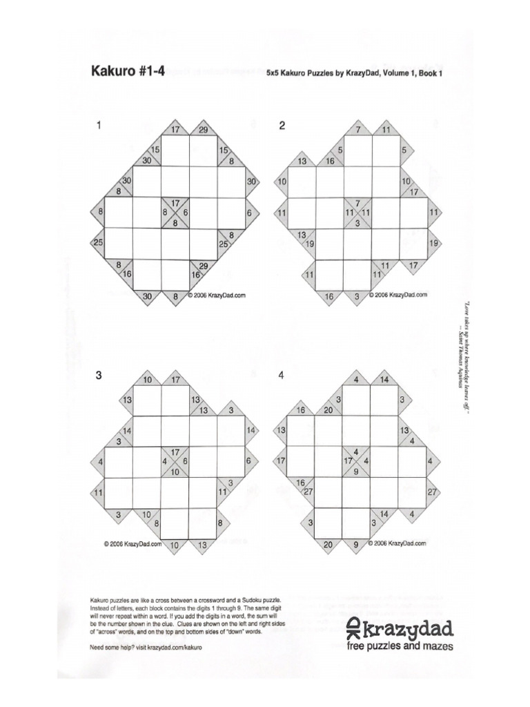 Kakuro #1-4 | PDF