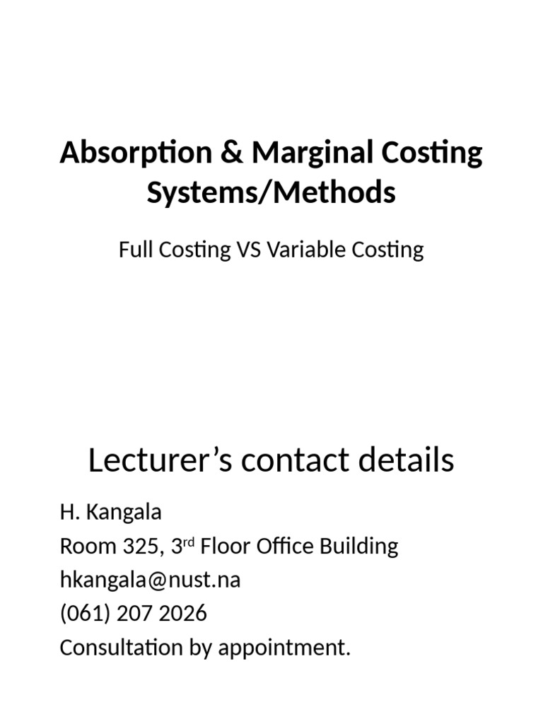 Unit 1 Marginal and Absorption Costing Systems | PDF | Economics ...