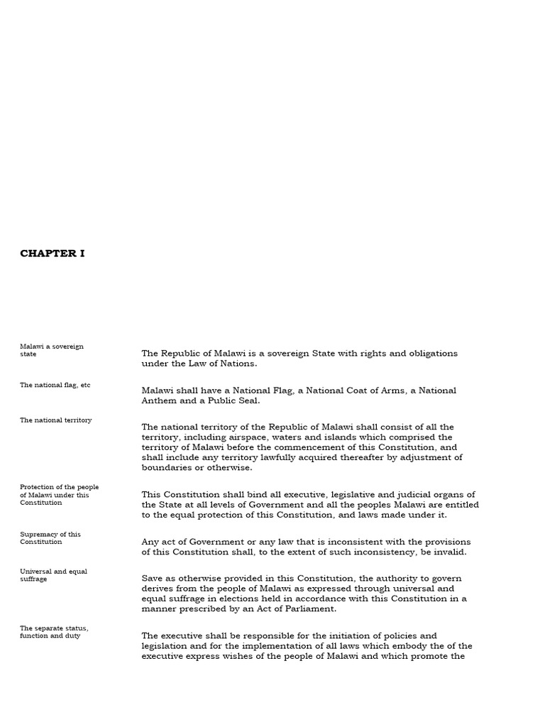 Malawi Constitution | PDF | State Of Emergency | Detention (Imprisonment)