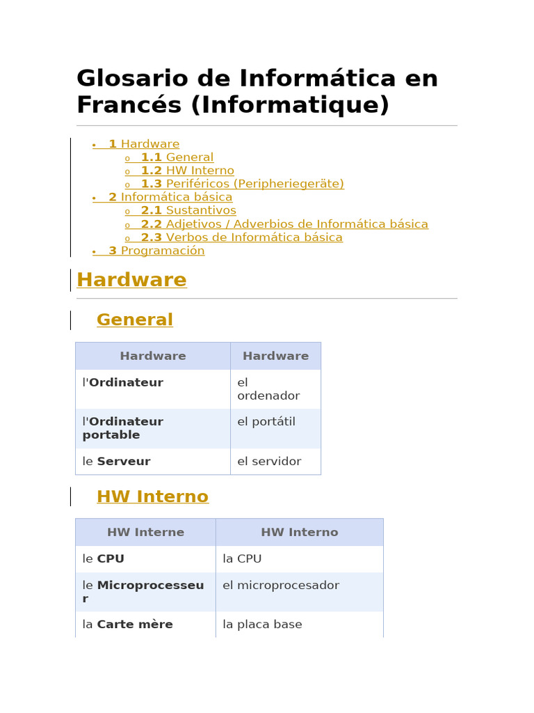 Glosario Informático | PDF | Hardware de la computadora | Periférico