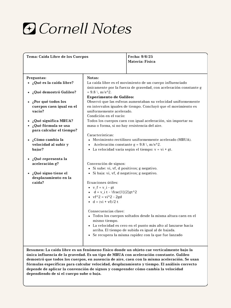 Metodo Cornell | PDF | Aceleración | Velocidad