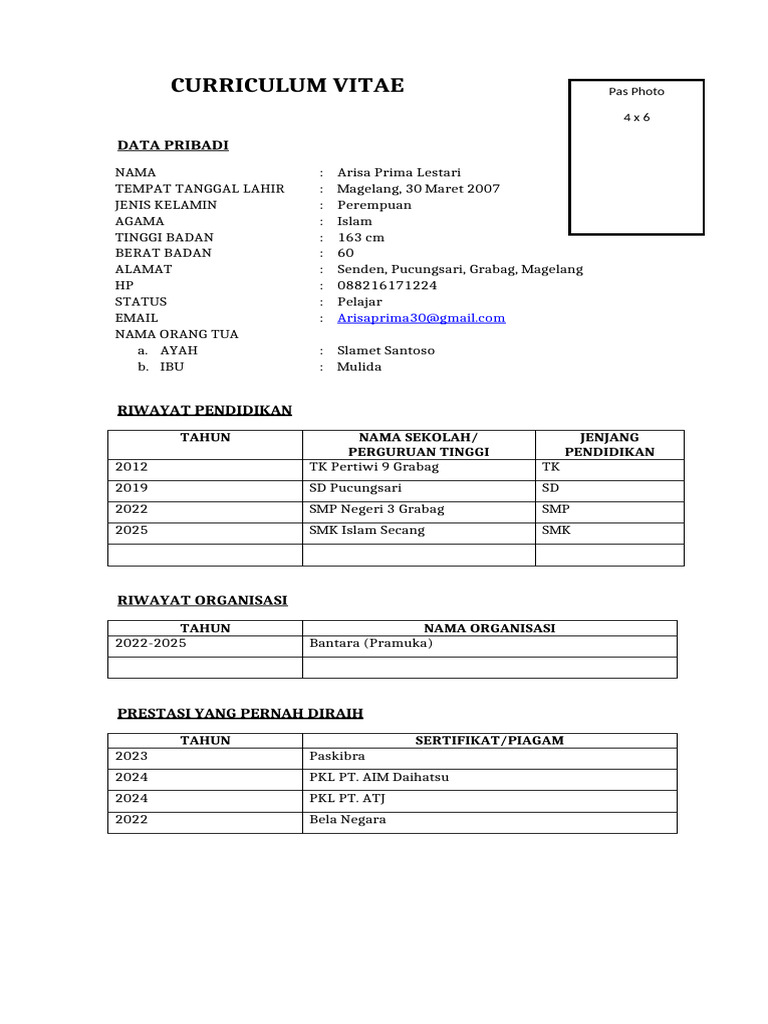 Contoh Format CV | PDF