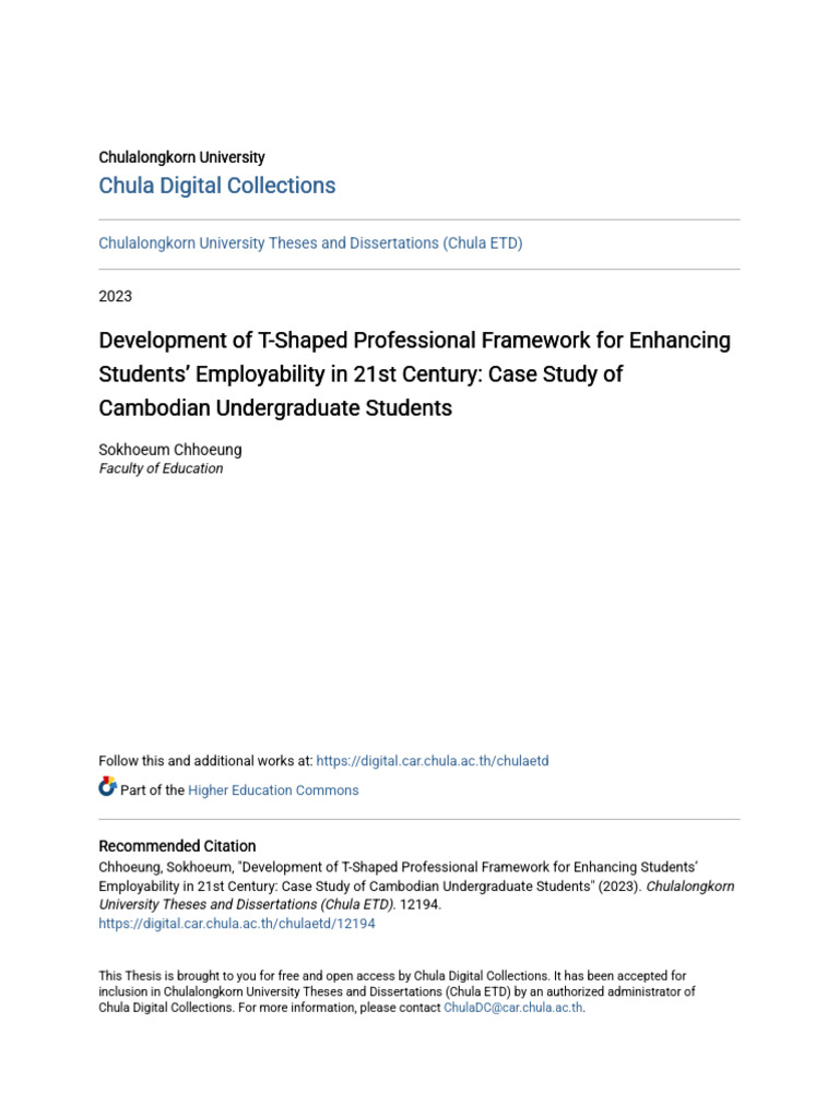 Development of T-Shaped Professional Framework For Enhancing Stud | PDF ...