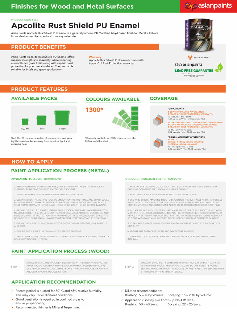 Apcolite Rust Shield PU Enamel PIS | PDF
