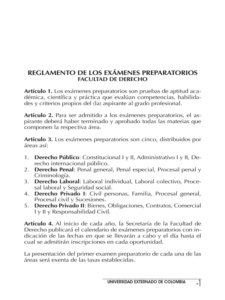 Reglamento de Preparatorios Facultad Derecho 1 | PDF | Derecho laboral | Ley procesal