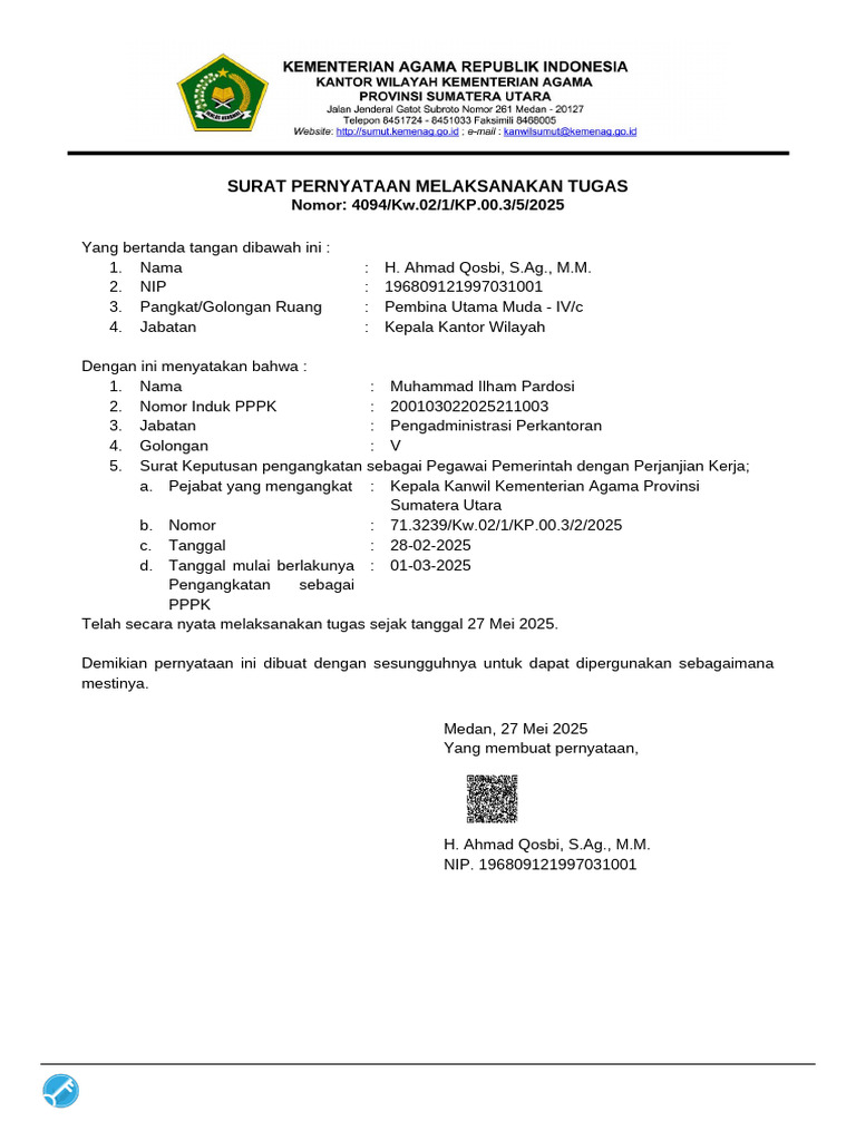 SPMT PPPK Tahap 1 - Tapanuli Tengah - Muhammad Ilham Pardosi | PDF