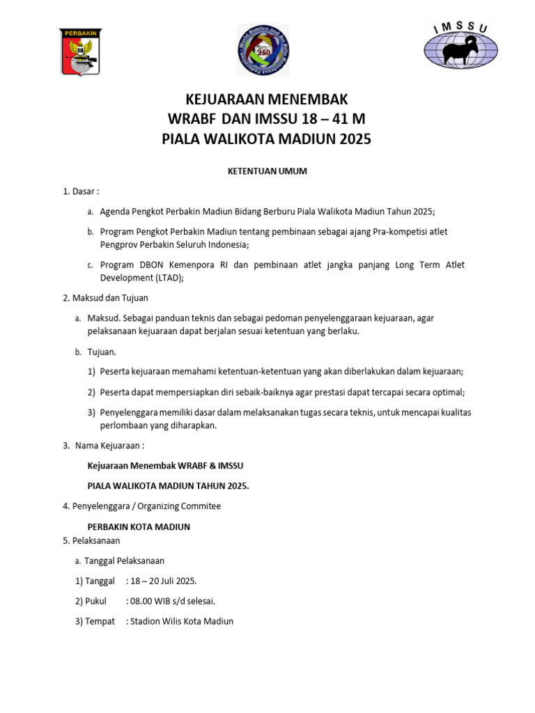 Juknis Piala Walikota Madiun PCP 2025 | PDF