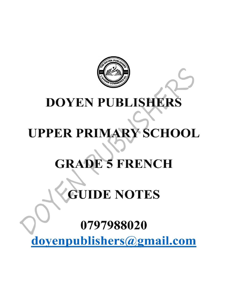 Grade 5 French Teaching Notes | PDF