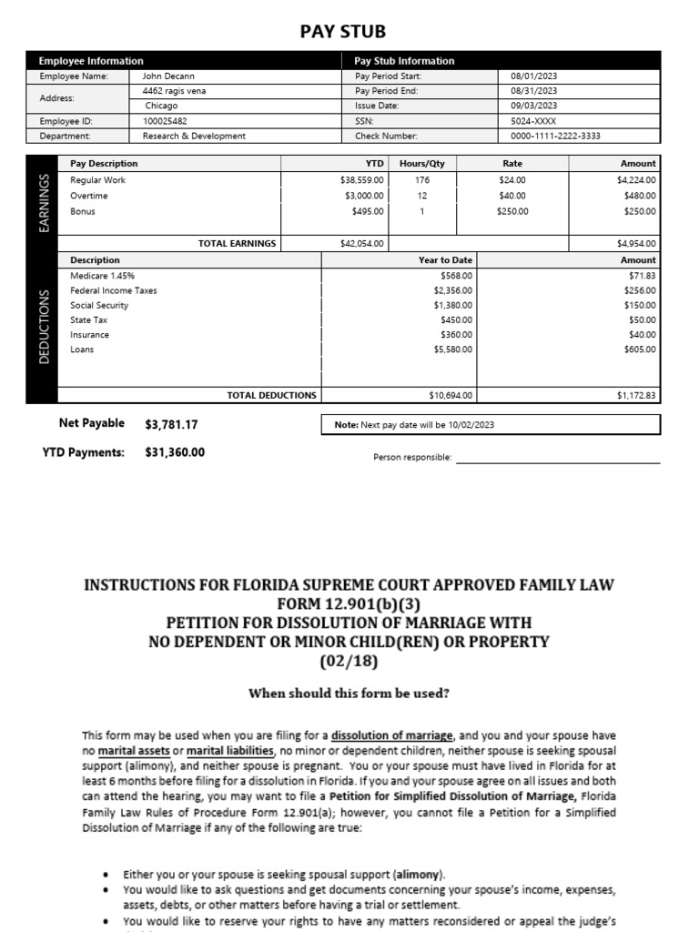 Florida Divorce Petition Instructions | PDF | Alimony | Service Of Process